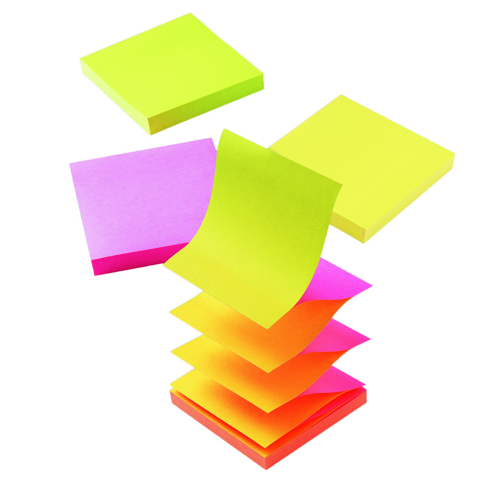 Notepads Post-it® Z-Notes Neon Rainbow 6 blocks 76 x 76 mm - Wulff Supplies