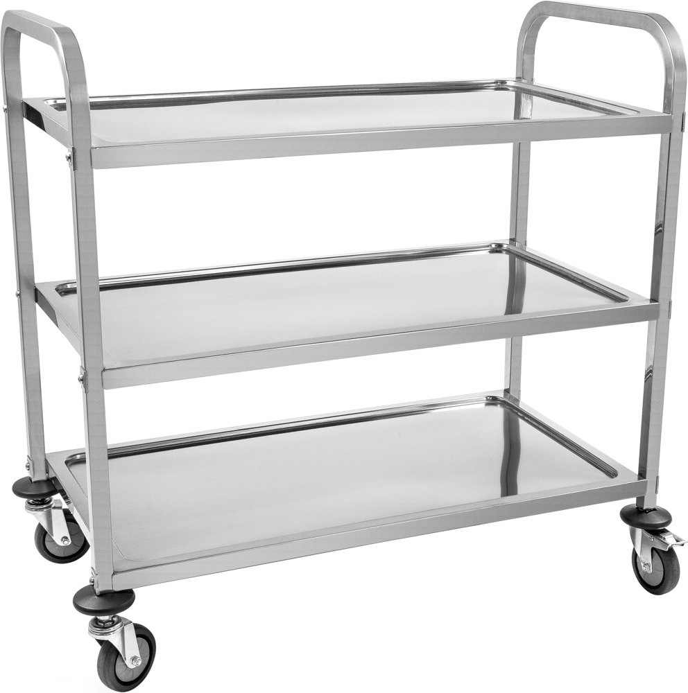 Serveringsvagn 3 hyllplan rostfritt stål - Wulff Supplies